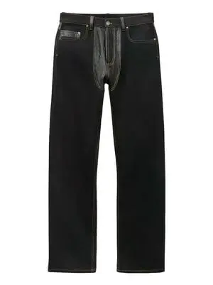 Versace Straight Leg Jeans With Nappa Inserts - Black