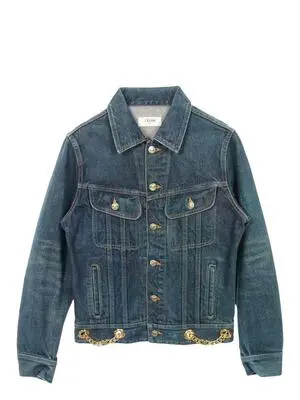 Celine Triomphe Chain Denim Jacket - Blue