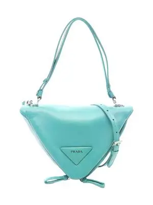 Prada 2010s Triangle Leather Two-way Handbag - Blue