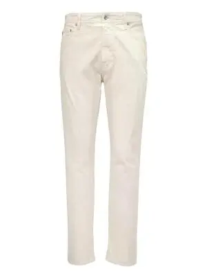 Ag Off-white Cotton Twill Trousers - Neutrals