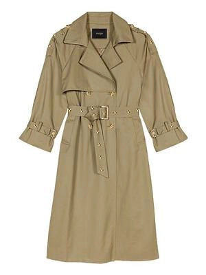Maje Double Breasted Cotton Trench Coat - Bruns