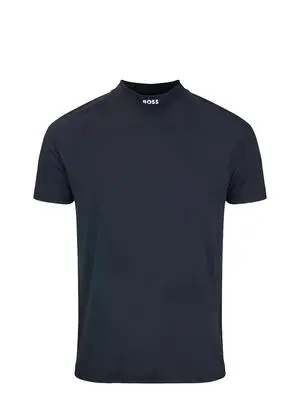 BOSS Logo Print High Neck Raglan Sleeve T-shirt - Blue