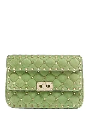 Valentino Garavani Rockstud Spike Small Suede Bag - Green