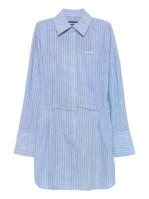 WRSTBHVR Pinstripe Mini Shirt Dress - Blue