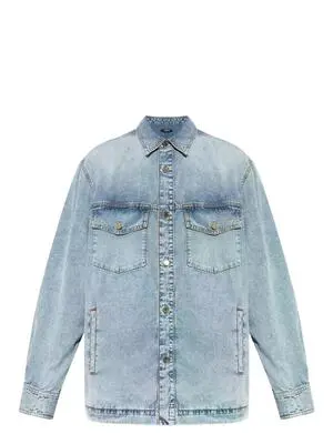 Balmain Logo-embossed Shirt Jacket - Blue