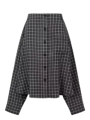 STUDIO TOMBOY Check-print Pleated-back Shirt - Black