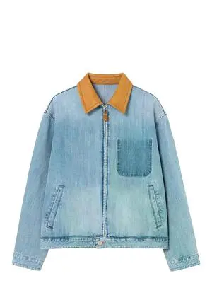 SOLID HOMME Zip-up Denim Jacket - Blue
