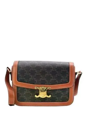 Celine Triomphe Coated Canvas Medium Shoulder Bag - Brown