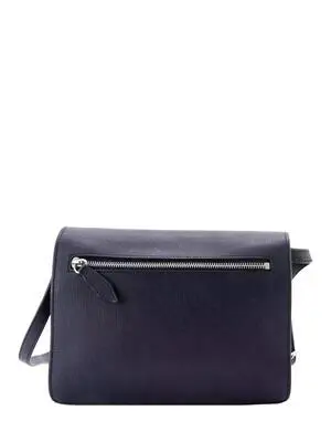 Burberry Macken Leather And Vintage Check Canvas Small Crossbody Bag - Blue