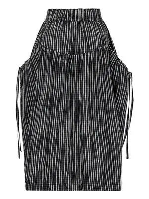 STUDIO TOMBOY Check Drawstring Midi Skirt - Black