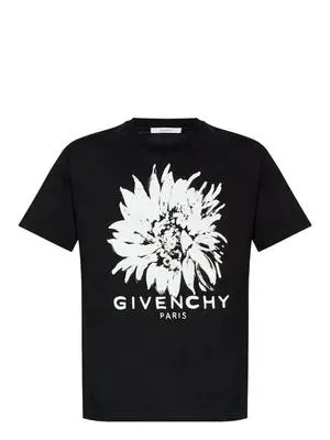 Givenchy Floral-print Logo-print T-shirt - Black