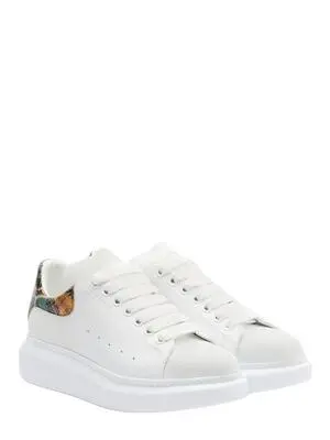 Alexander McQueen Oversized Leather Sneakers With Multicolor Heel - White