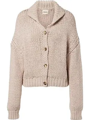 Khaite Lotta Cotton Cardigan Beige