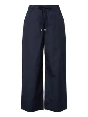 Max Mara S Max Mara Cotton Cropped Wide-Leg Trousers Blue