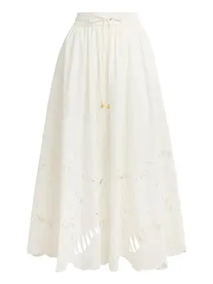 Zimmermann Mahon Cotton Midi Skirt - Ivory