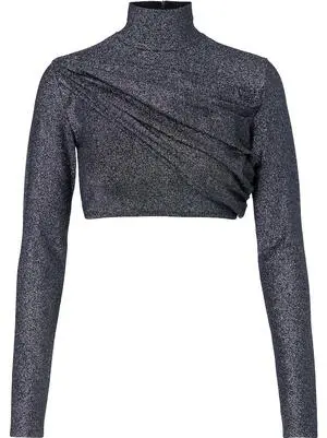 Gucci Gathered Lame Crop Top - Silver