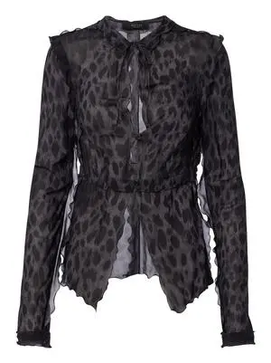 Gucci Leopard-printed Silk Blouse - Black