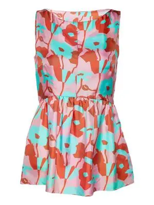 ROKSANDA Floral-print Peplum Top - Pink