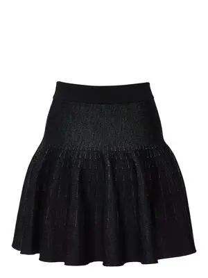 Kenzo Knit Skater Mini Skirt With Tiger Head Logo Plaque - Black