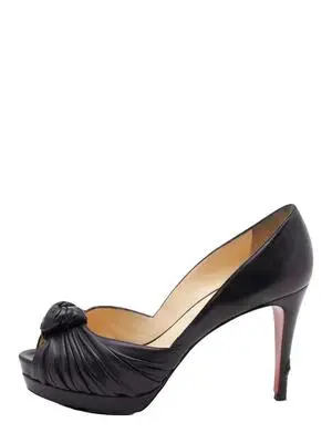 CHRISTIAN LOUBOUTIN Leather Peep-toe Knot Detail Pumps - Black