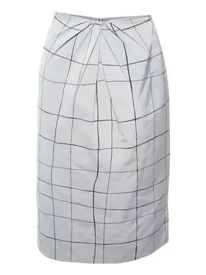 Valentino Garavani Pleated Checked Midi Skirt - Grey