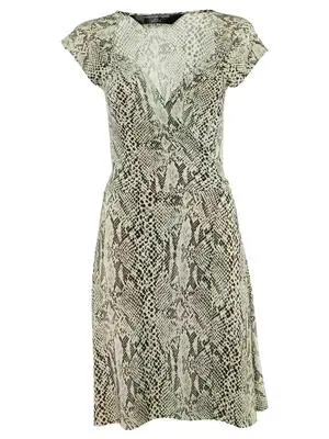 Norma Kamali Snake Print Wrap Midi Dress - Neutrals