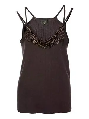 Just Cavalli Ribbed-knit Tank Top With Button Embellishments - Brown