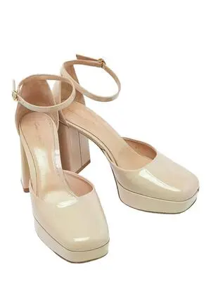 GIANVITO ROSSI Patent Leather Block Heel Pumps - Neutrals