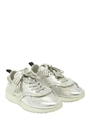 TOD'S Perforated Tassel Sneakers - Silver