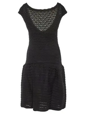 LOUIS VUITTON Wavy Openwork Knit Dress - Black