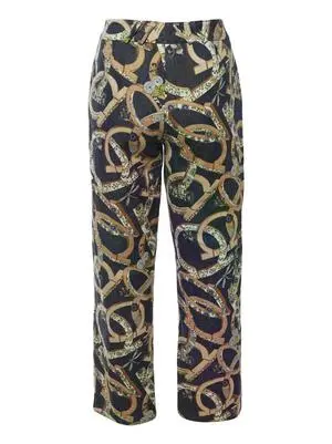 SALVATORE FERRAGAMO Salvatore Ferragamo Gancini Floral Print Straight Leg Trousers
