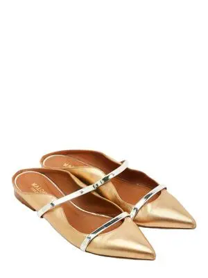 MALONE SOULIERS Metallic Leather Pointed-toe Mules - Gold