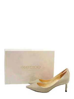 JIMMY CHOO Romy Pointed-toe Leather Heeled Pumps - Grey