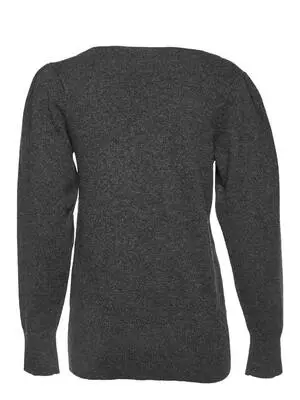 MARANT ETOILE Puff Sleeve Ribbed Sweater - Black