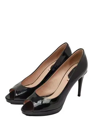 Fendi Patent Leather Peep-toe Pumps - Black