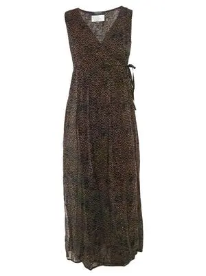 Max Mara Printed Wrap Maxi Dress - Black