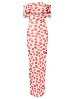 Stella McCartney Print Off-the-shoulder Mesh Maxi Dress - Raspberry