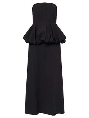 4TH & RECKLESS Nikita Puff-ball Peplum-waist Cotton Maxi Dress - Black