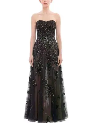 SAIID KOBEISY Embellished Strapless Maxi Gown - Black