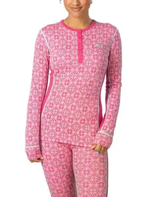 Kari Traa Rose Fair Isle Button-front Base-layer Top - Pink