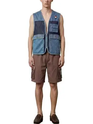 PAS DE MER Postcard Mesh-panelled Gilet - Blue