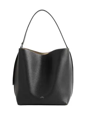 TOTEME Medium Belted Grained Leather Tote Bag - Black