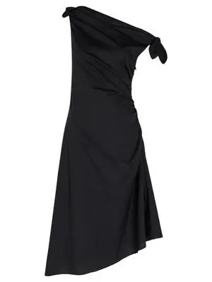Staud Bellaria Ruched Stretch-cotton Midi Dress - Black