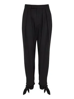 Chloé Tie-cuff Tapered-leg Wool Trousers - Black