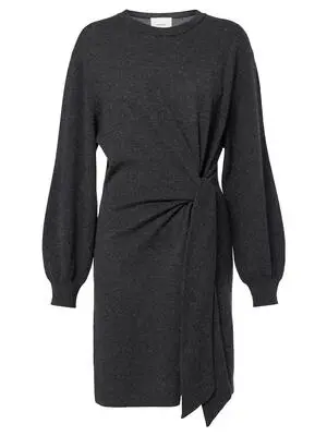 LISA YANG Gabrielle Gathered Cashmere Sweater Dress - Grey