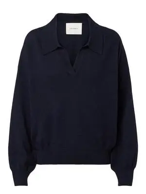 LISA YANG Katriel Cashmere Polo Sweater - Blue
