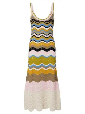 La DoubleJ Chevron Crochet Cotton Midi Dress - Multicoloured
