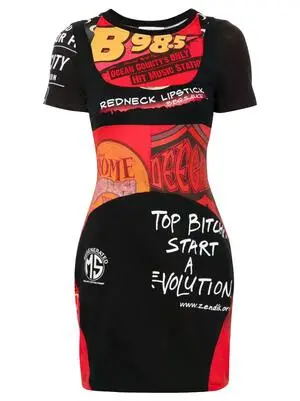 MARINE SERRE Regenerated Graphic T-shirt Minidress - Black
