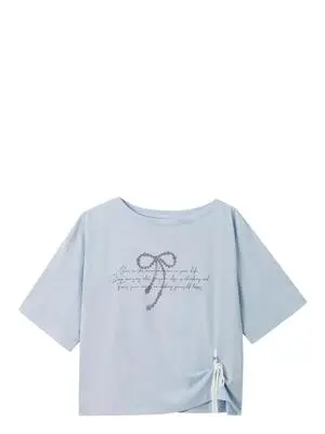 B+AB Graphic Print Side-tie T-shirt - Blue