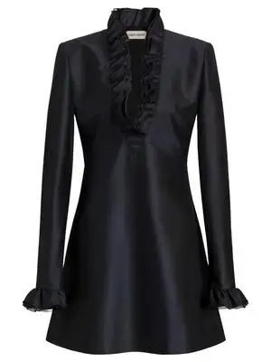 Alberta Ferretti V-neck Ruffled Dress - Blue